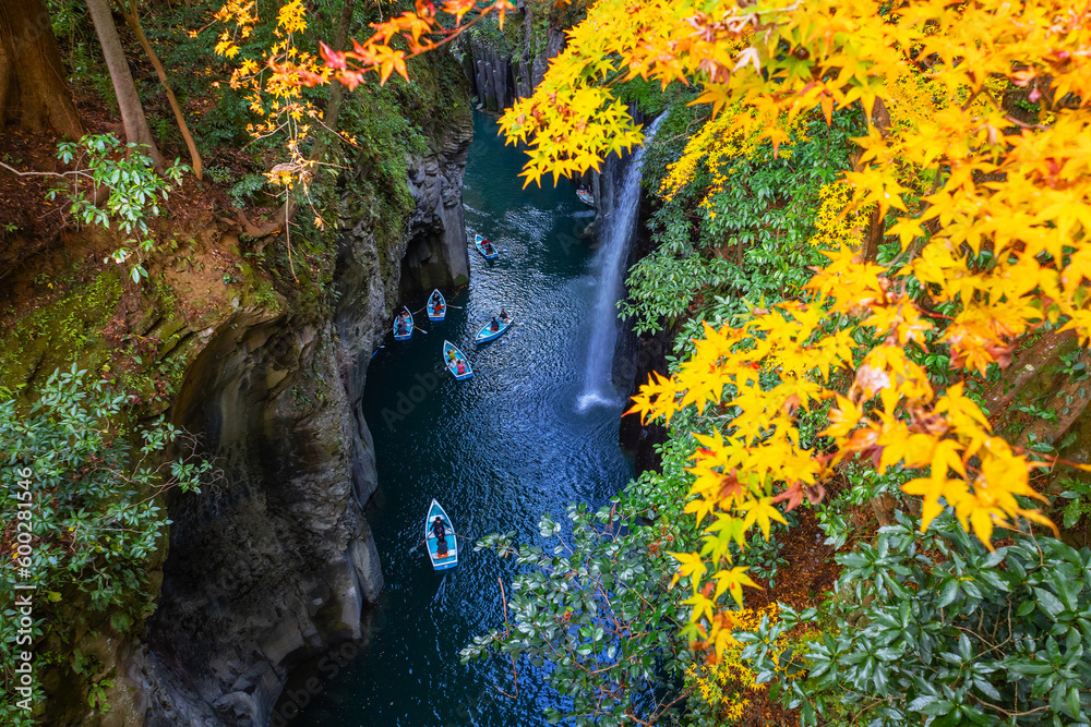 Miyazaki, Japan - Nov 24 2022: Takachiho Gorge is a narrow chasm cut ...