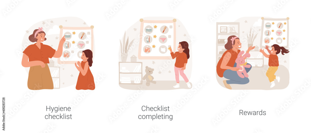 Encourage good habits isolated cartoon vector illustration set ...