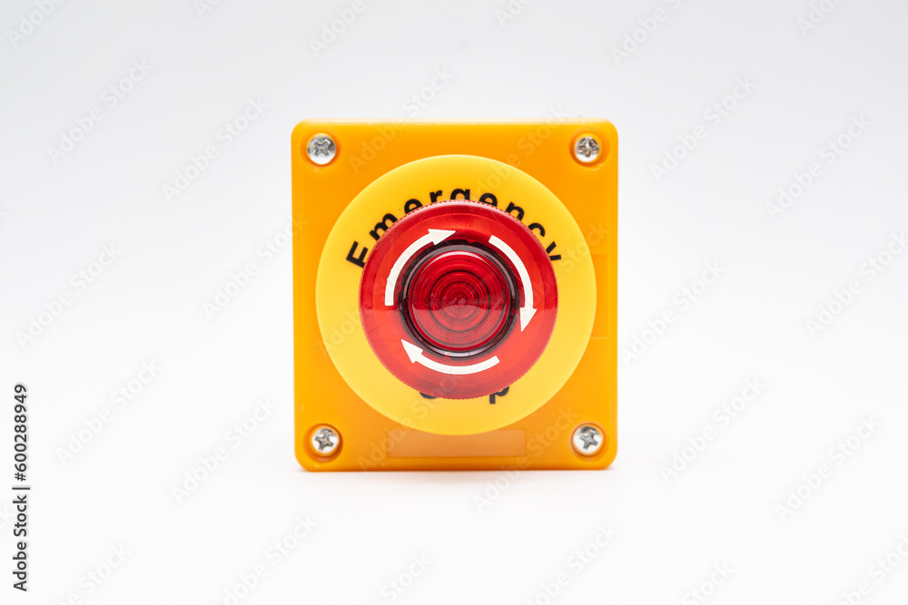 Stop Button and the Hand of Worker About to Press it. emergency stop ...