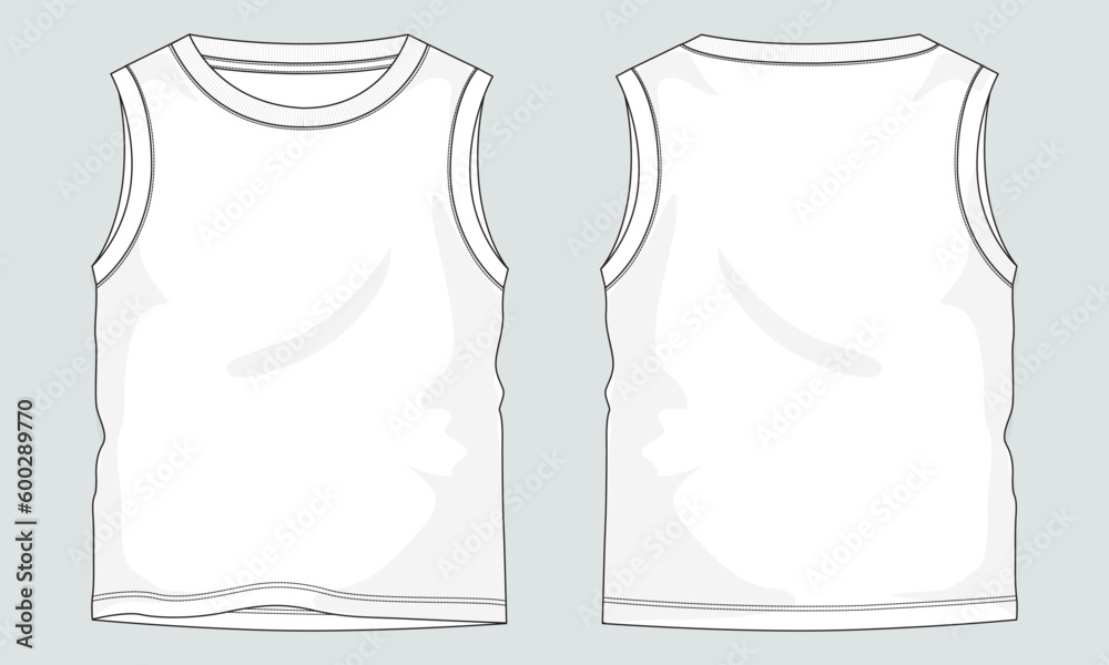 Tank tops Technical drawing fashion flat sketch vector illustration ...