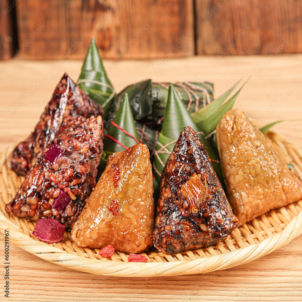 zongzi, rice dumplings,Made with glutinous rice and meat or egg yolk ...