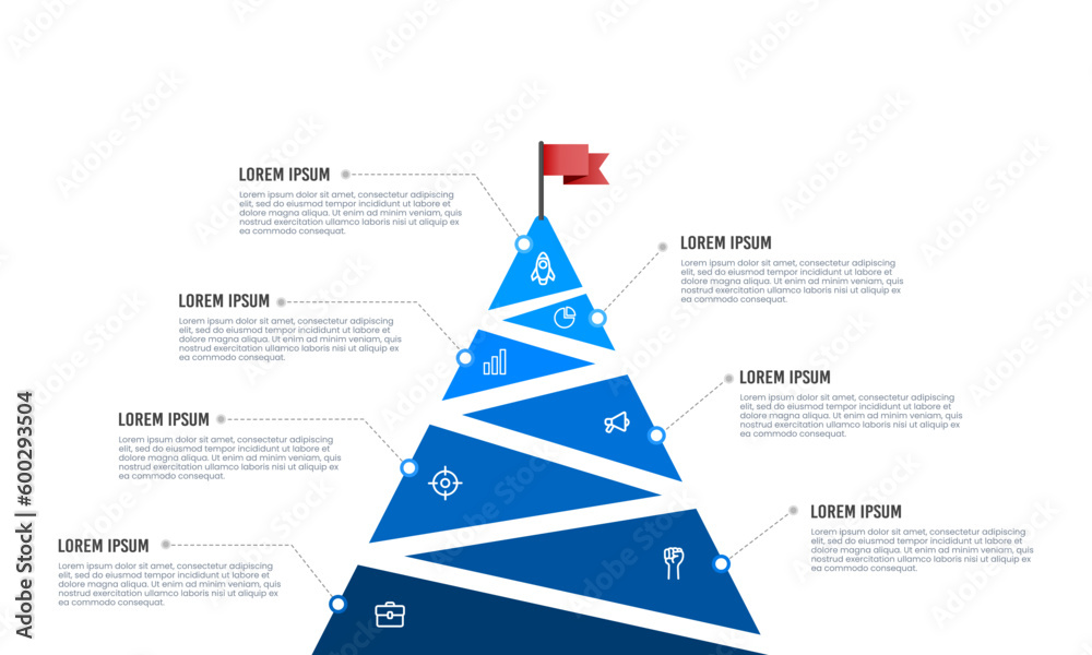 Pyramid infographic template with 7 steps or options to success. Vector ...
