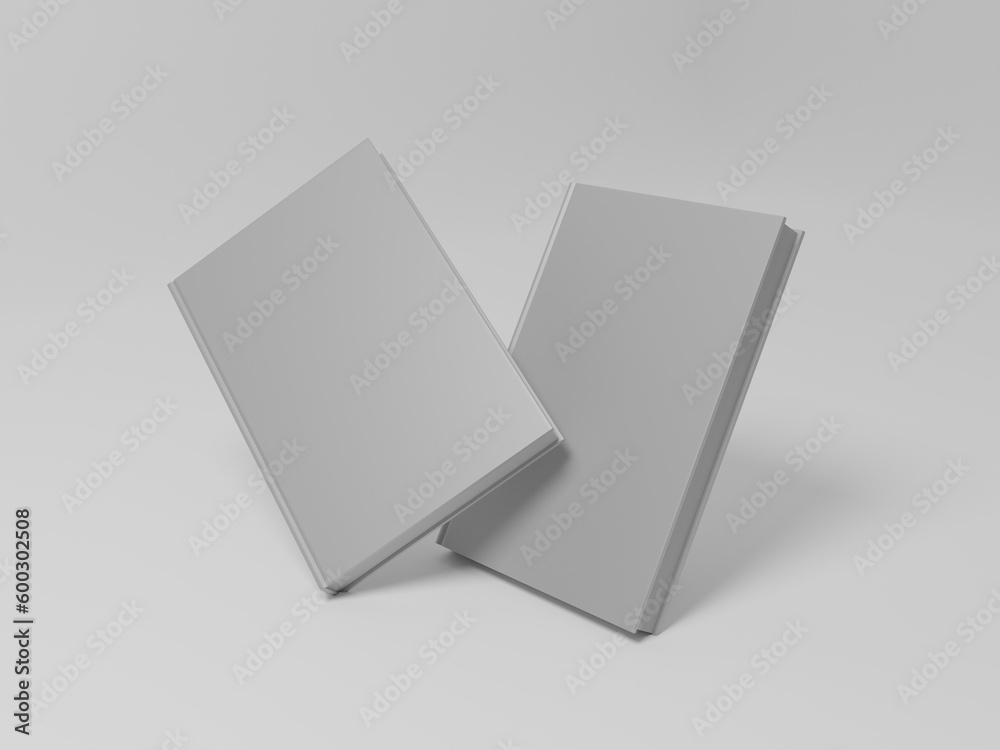 Hardcover book template, two blank books standing on white background ...