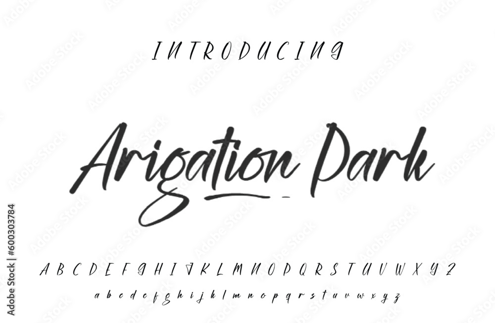 Arigation Hand drawn calligraphic vector monoline font. Distress ...