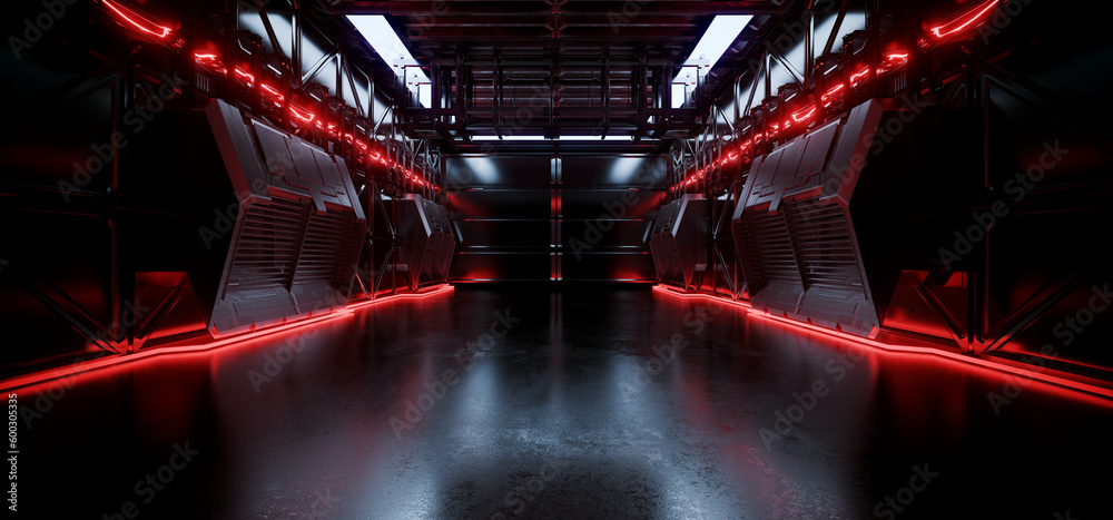 Alien Spaceship Sci Fi Futuristic Modern Metal Panels Detailed Tunnel ...