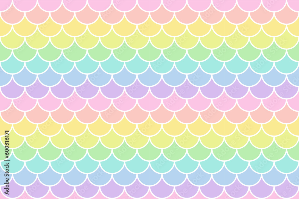 Seamless fish scale background in pastel rainbow colors. Simple and ...