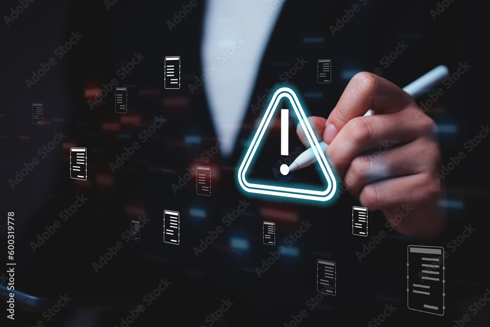 Businesswoman protect digital data asset information and online ...