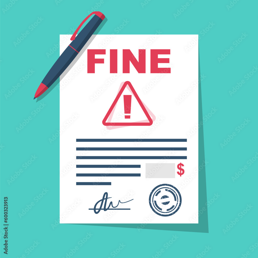 Fine concept. Letter with a fine. Landing page business metaphor ...
