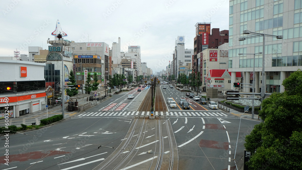 Exterior cityscape architecture and intersection building design at ...