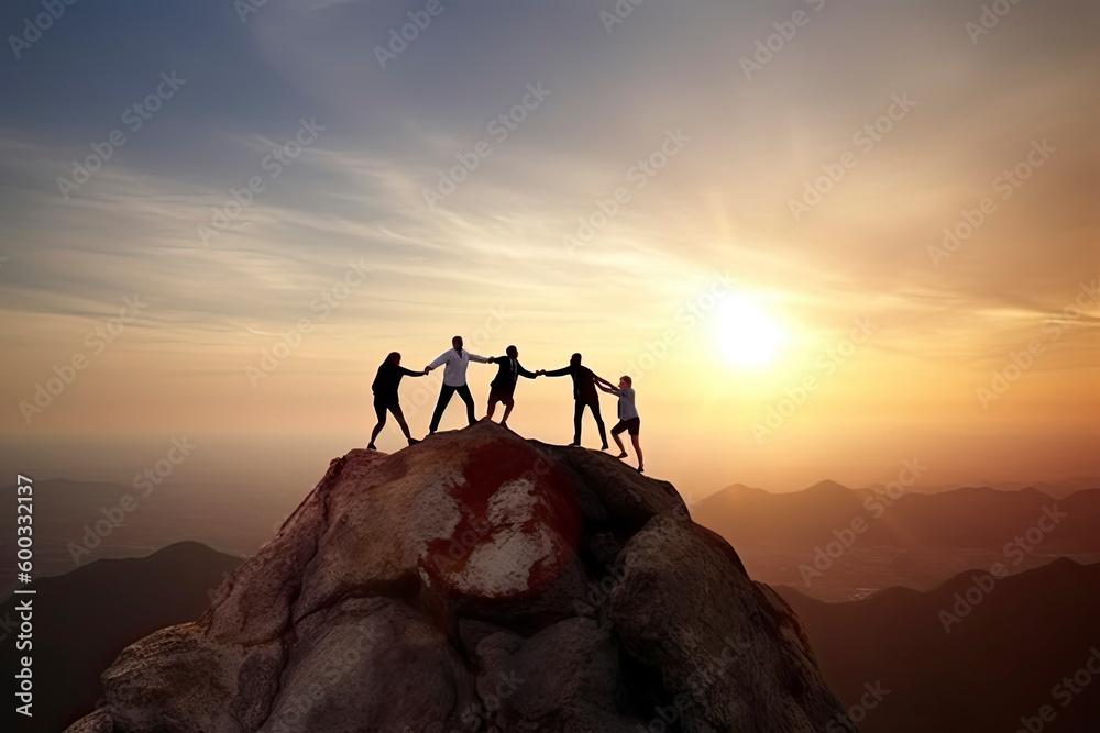 Teamwork to help success together, leadership to lead team to achieve ...