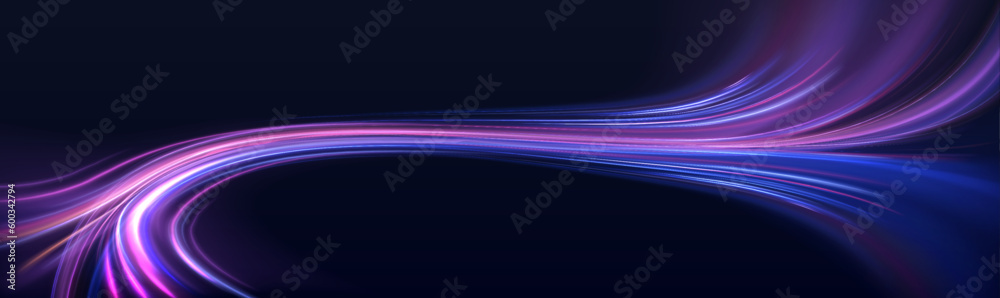 Neon color glowing lines background, high-speed light trails effect ...