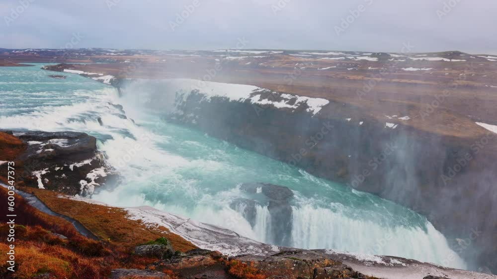 Gullfoss waterfall in reykjavik iceland, spectacular nordic landscape ...