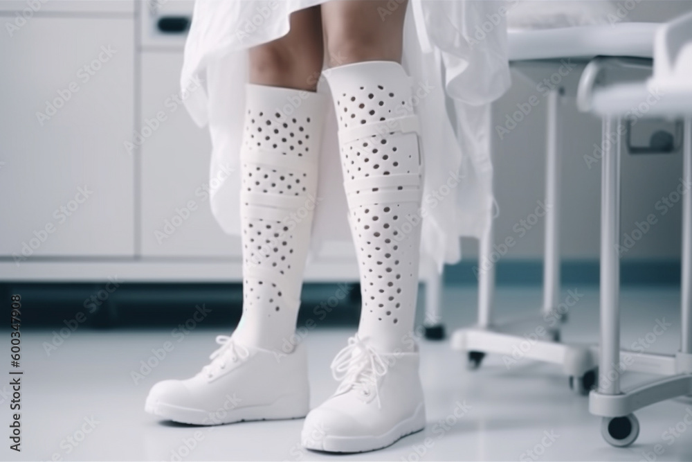 Nurse splint cast on the leg patient in hospital. Generative ai Stock ...