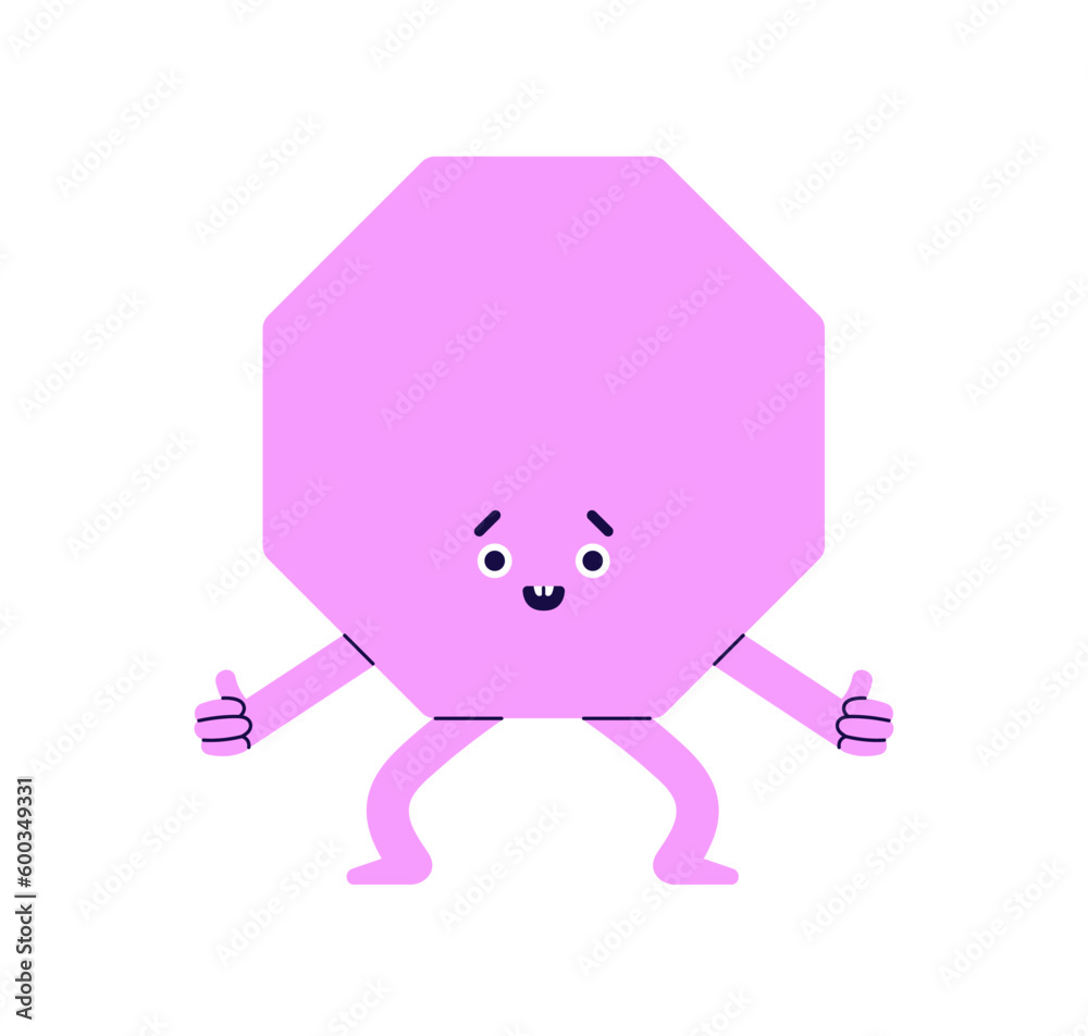 Vecteur Stock Geometric shape character with happy funny face ...
