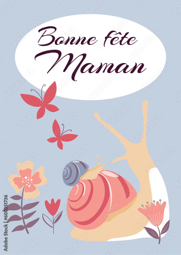 Cute design of greeting card for Mother's day in french. Vector ...