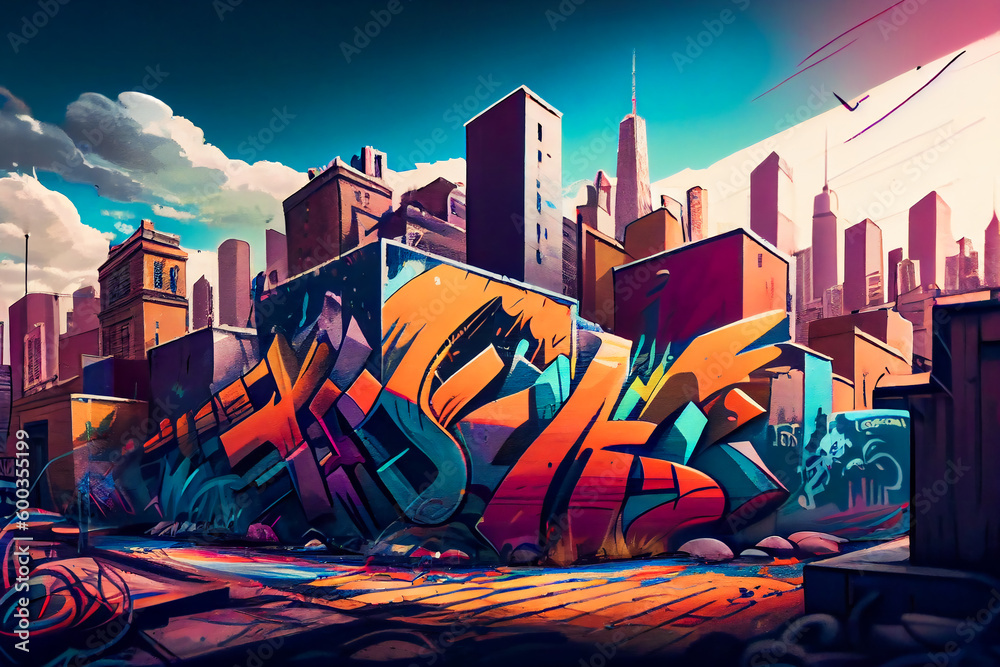 Colorful Cityscape. A Vibrant Display of Urban Street Art and Graffiti ...