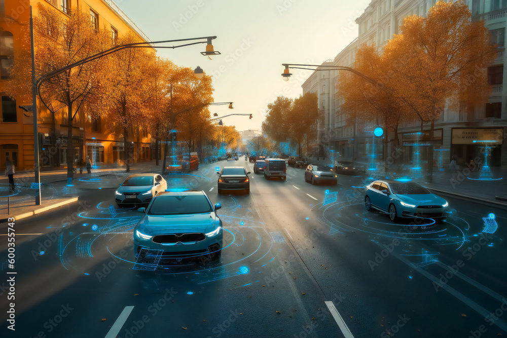 Autonomous Car Sensor System Concept for Vehicle Safety. Generative AI ...