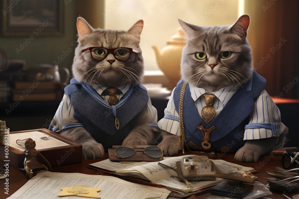 Cute cat in business suit outfits in the office. Created with ...