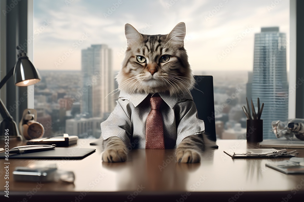 Cute cat in business suit outfits in the office. Created with ...