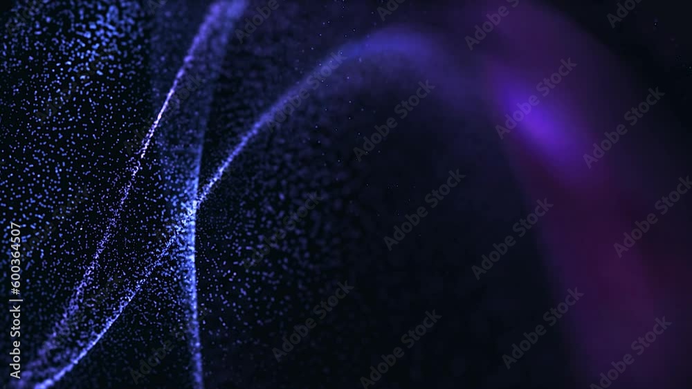 blue particles moving background Wave lines flew fast with flashes of ...