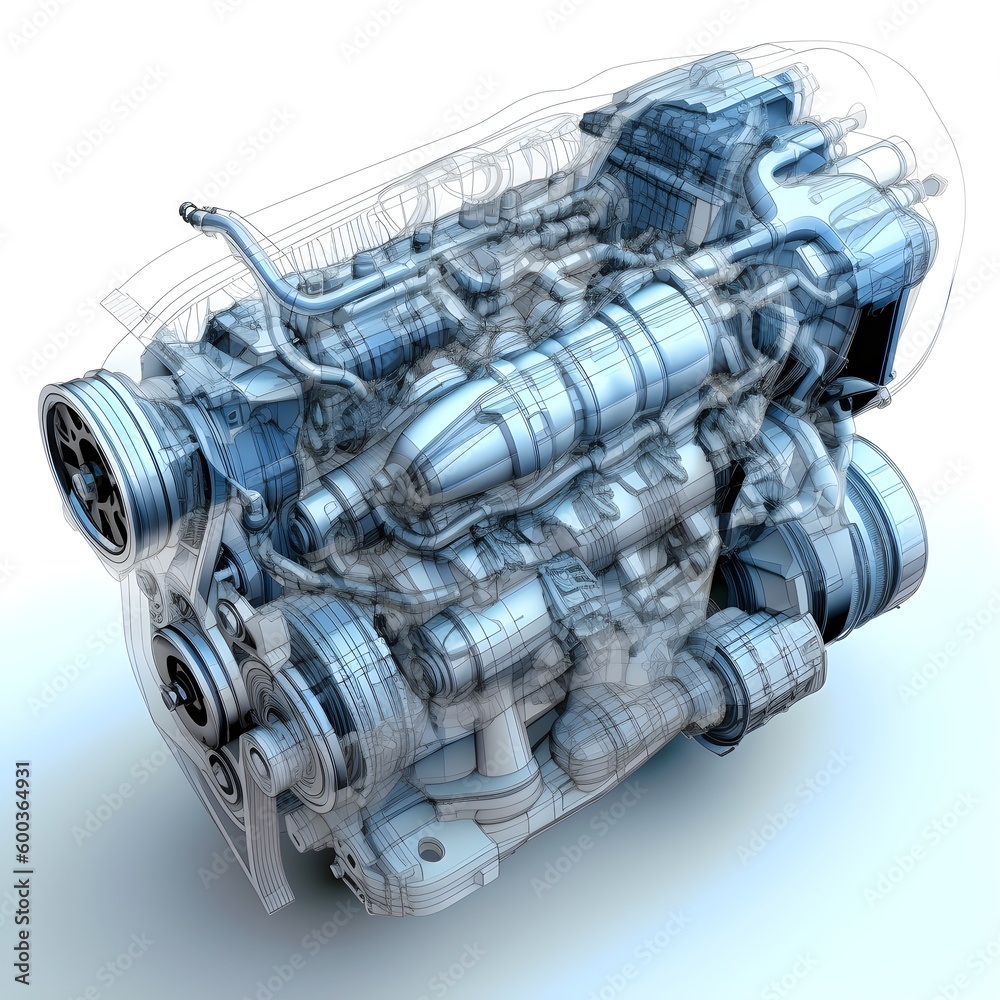 Car engine design plan over white background. Created with Generative ...