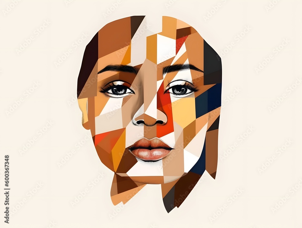 Contemporary art collage. Modern design. Female face made from ...