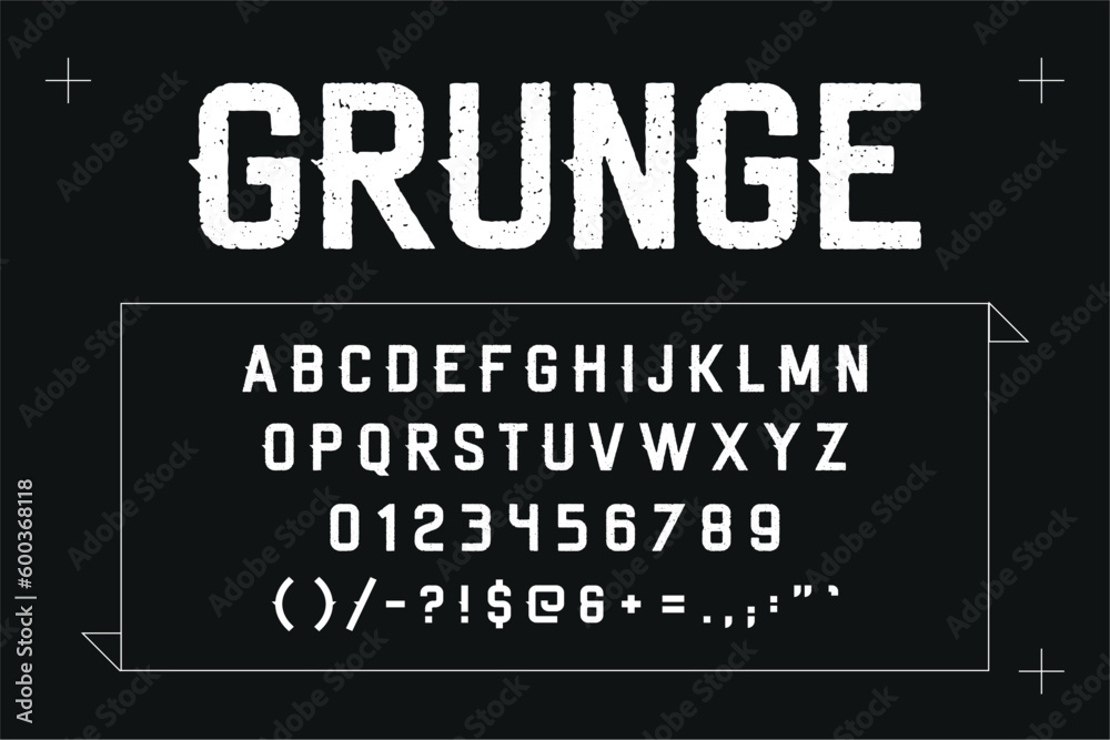 Grunge Rough Condensed Font. Works well at small sizes. Detailed ...