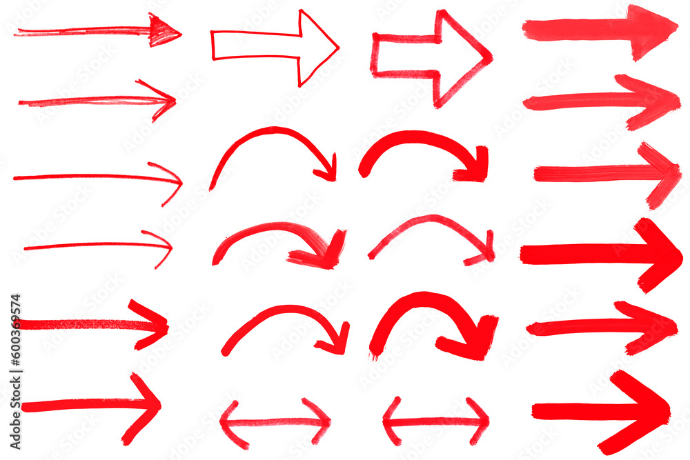 Rote handgemnalte Pfeil Zeichnungen Stock Illustration | Adobe Stock