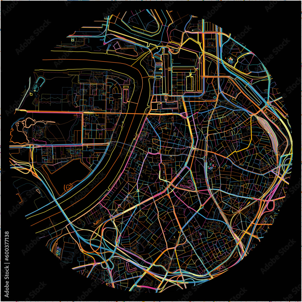 Colorful Map of Antwerp, Antwerp with all major and minor roads. Stock ...