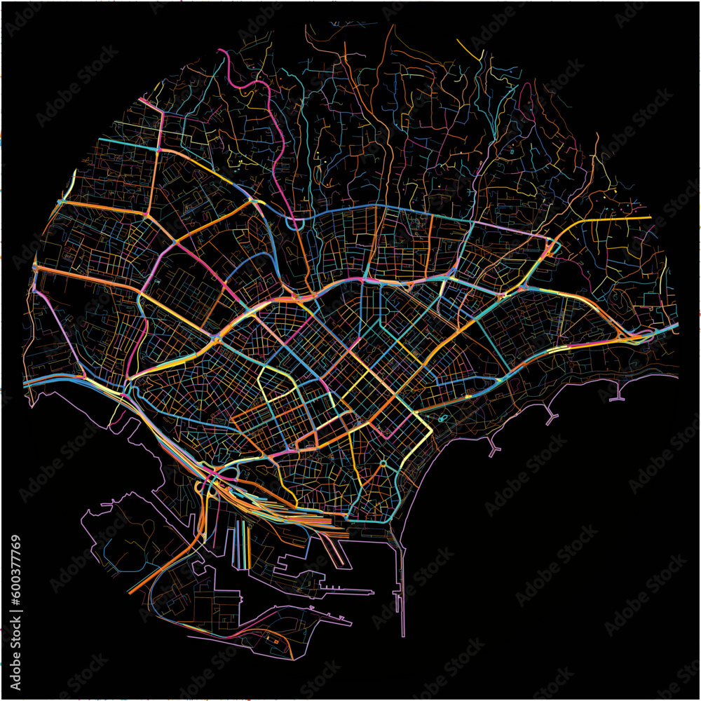Colorful Map of Varna with all major and minor roads. Stock Vector ...