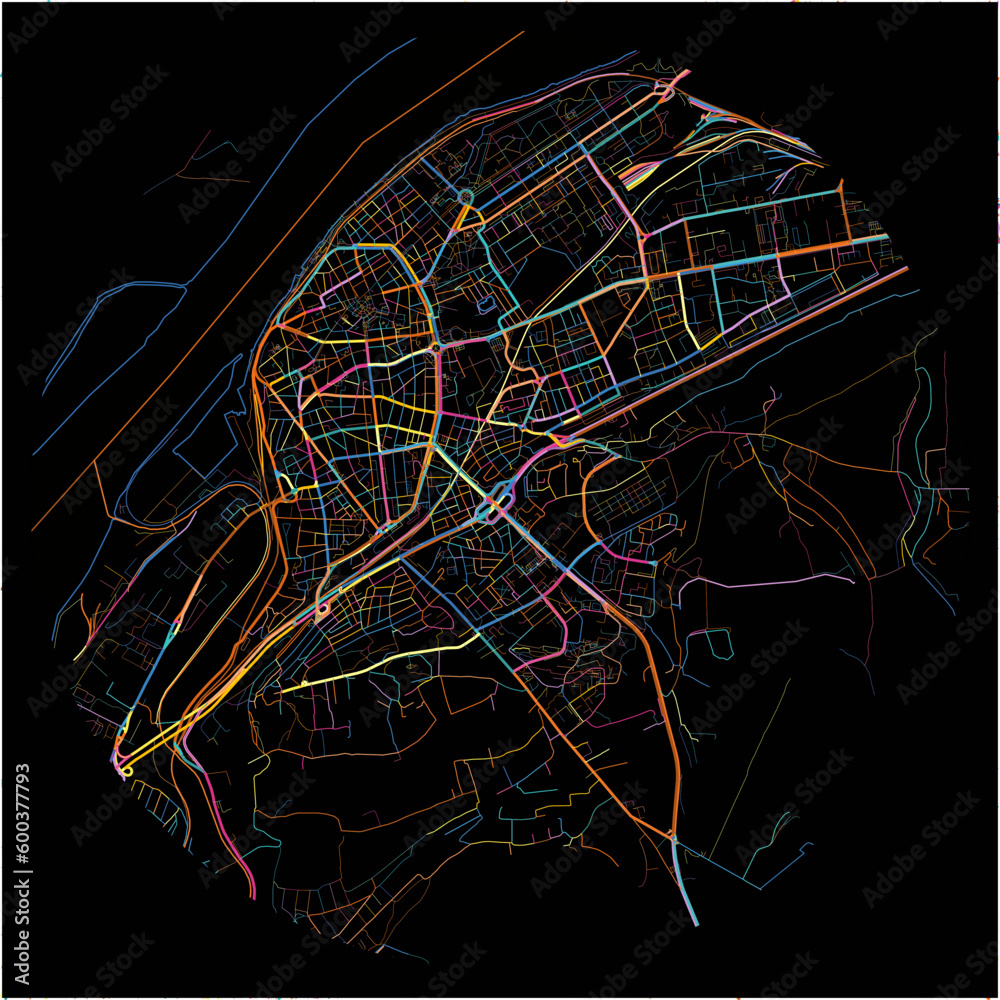 Colorful Map of Ruse with all major and minor roads. Stock Vector ...