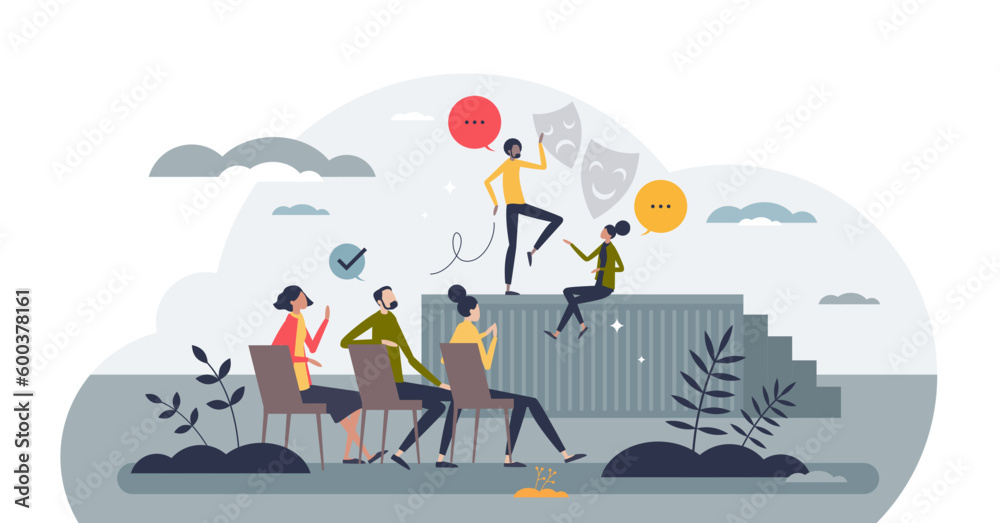 Community theater as acting performance from group tiny person concept ...