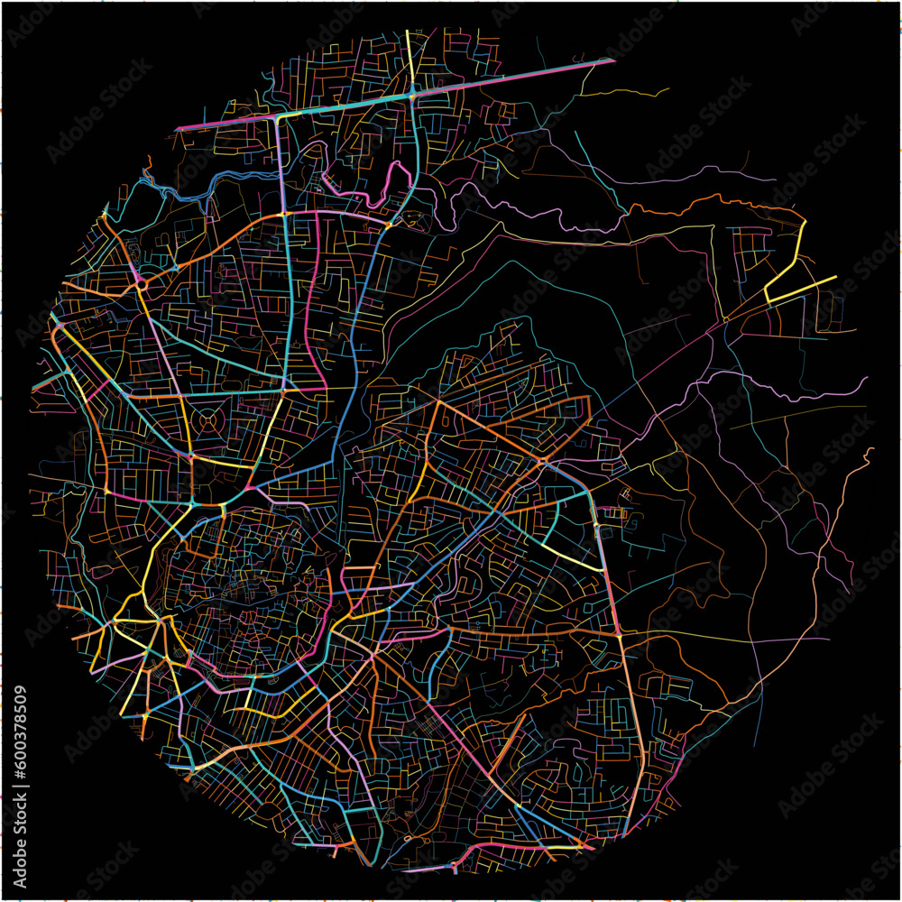 Colorful Map of Nicosia, Nicosia with all major and minor roads. Stock ...