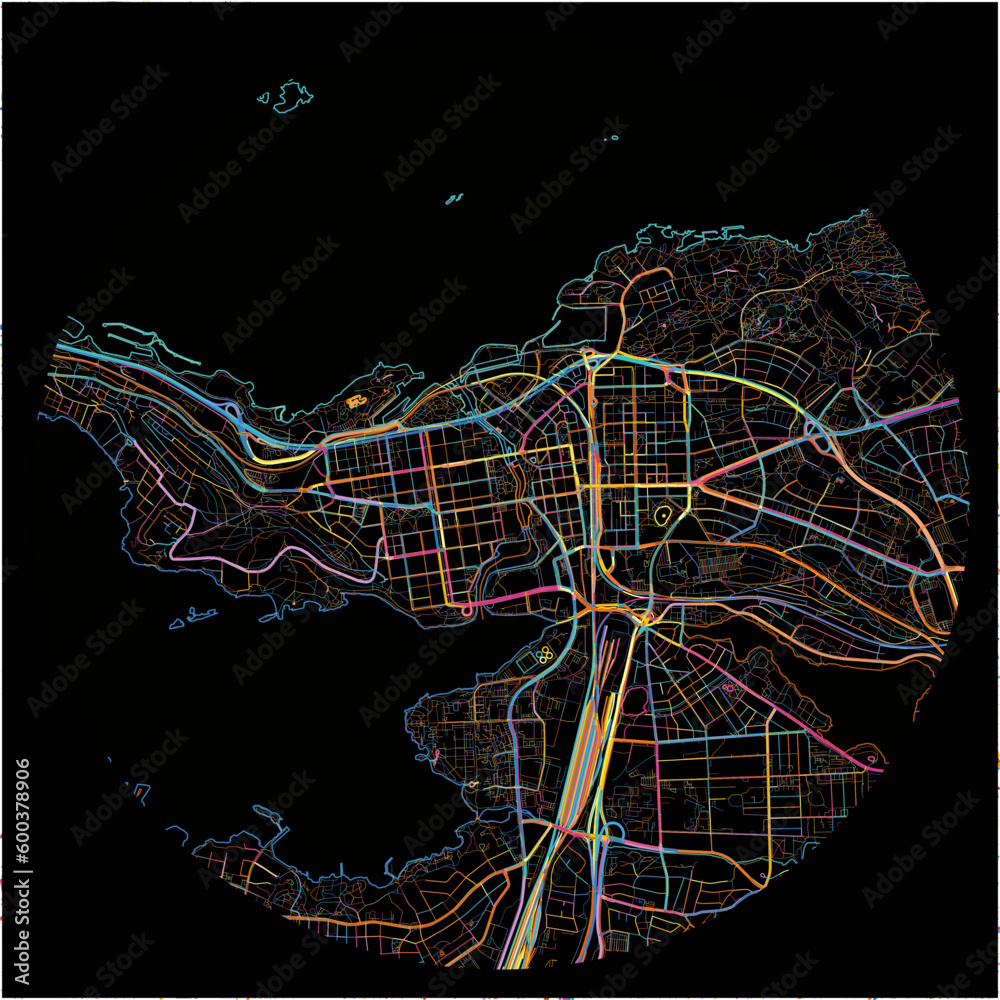 Colorful Map of Tampere, Tampere with all major and minor roads. Stock ...