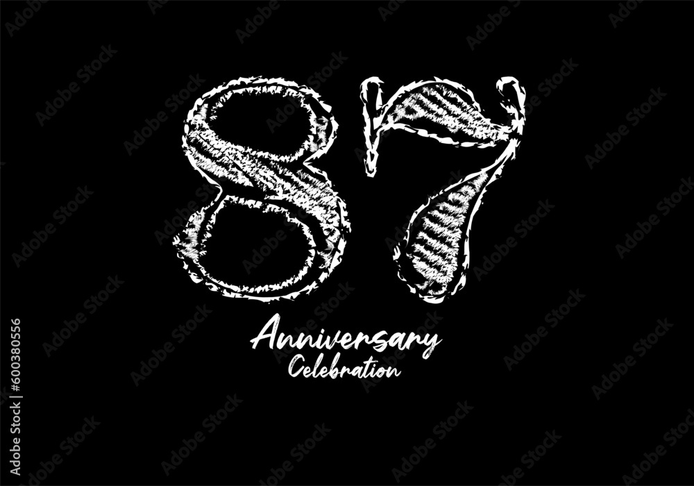 87 years anniversary celebration logotype white vector, 87th birthday ...