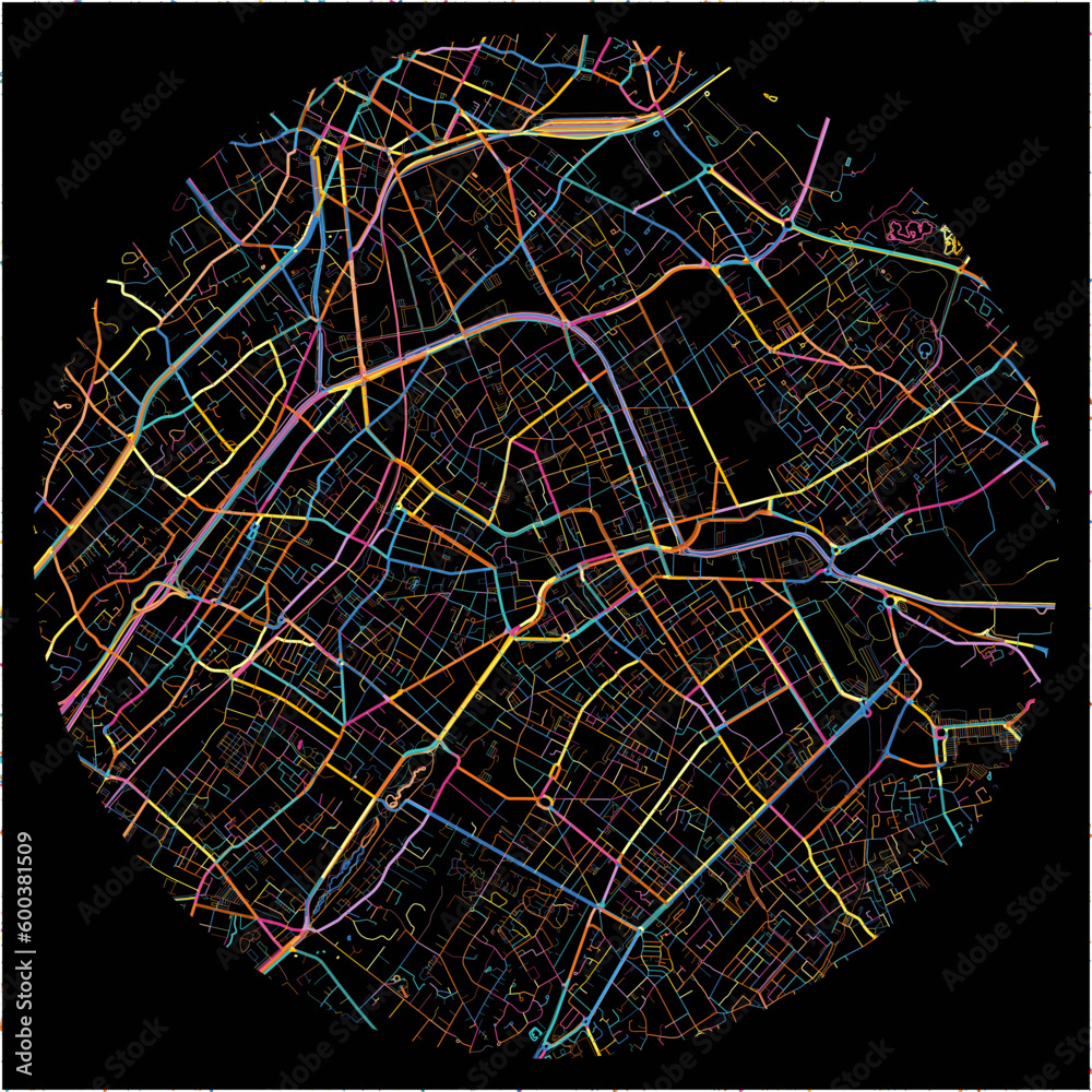 Colorful Map of Roubaix, Nord with all major and minor roads. Stock ...