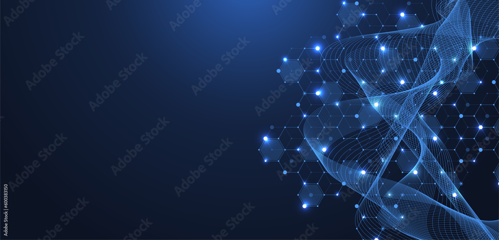 Modern scientific abstract background with hexagon shapes, lines and ...