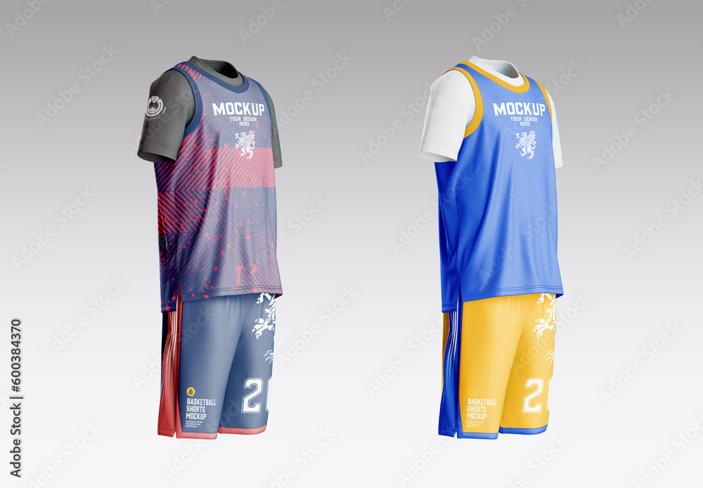 Basketball Kit with Internal T-shirt Mockup Stock Template | Adobe Stock