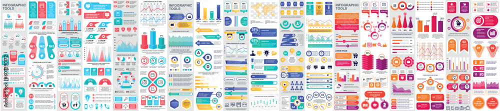 Mega set of infographic elements data visualization vector design ...