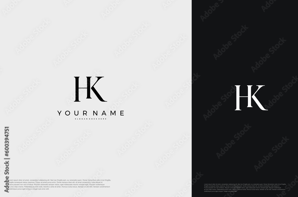 Initial Letter HK Logo monogram typography for business name. Vector ...