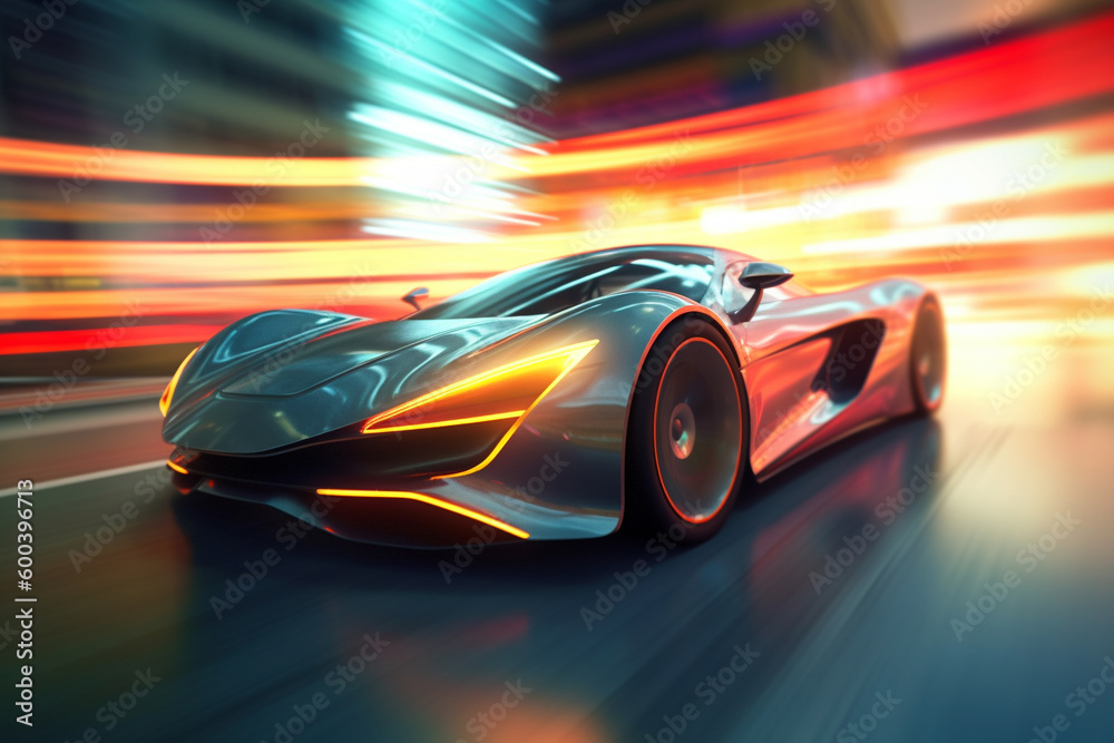 Futuristic Sport Car with Light Trails depicting speed and the beauty ...