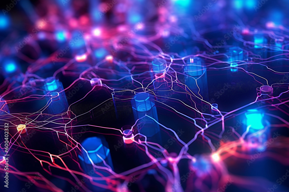 Futuristic tech background with glowing bioluminescent elements ...