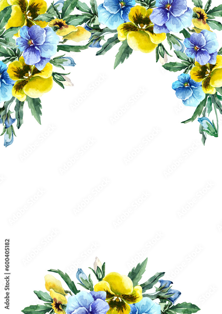Vertical rectangular frame with floral arch. Blooming ornament with ...