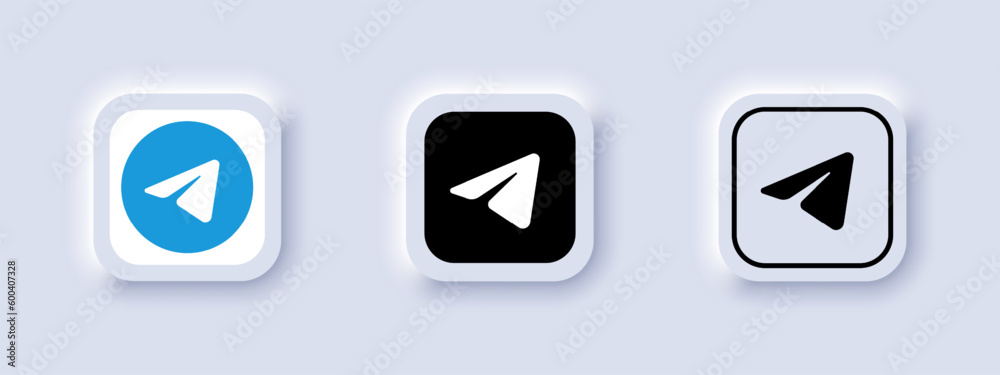 Collection of different Telegram icons. Social media logo. Line art and ...