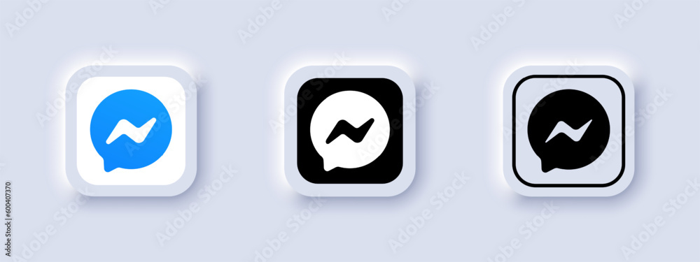 Collection of different Messenger icons. Social media logo. Line art ...