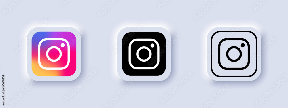 Collection of different Instagram icons. Social media logo. Line art ...