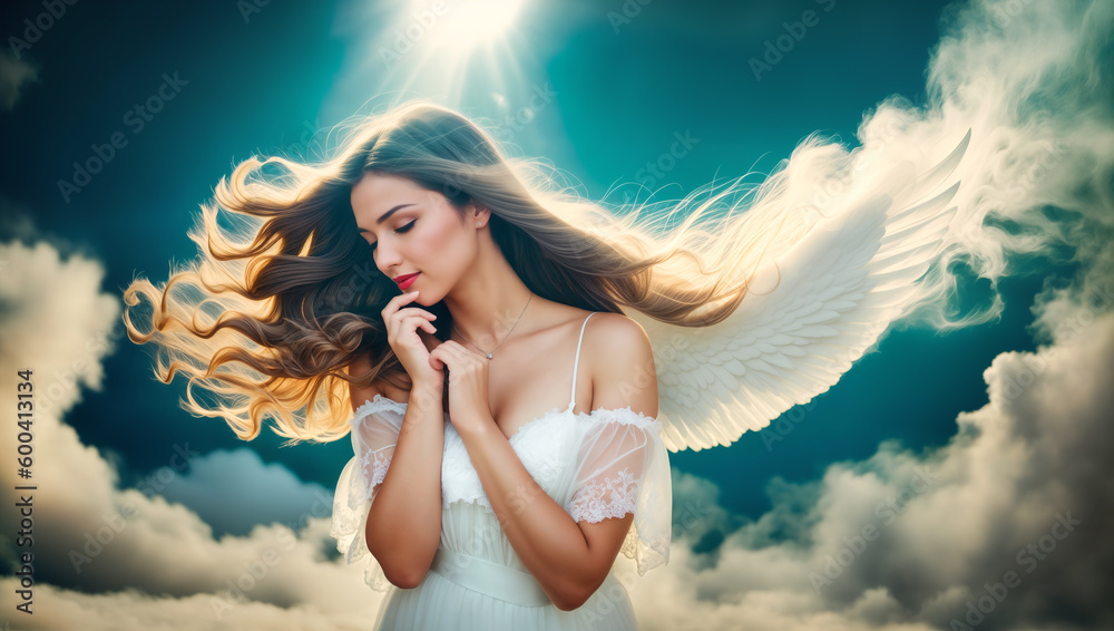 Ethereal Grace: A Divine Goddess of Angelic Presence, Generative ai. Stock Illustration | Adobe ...