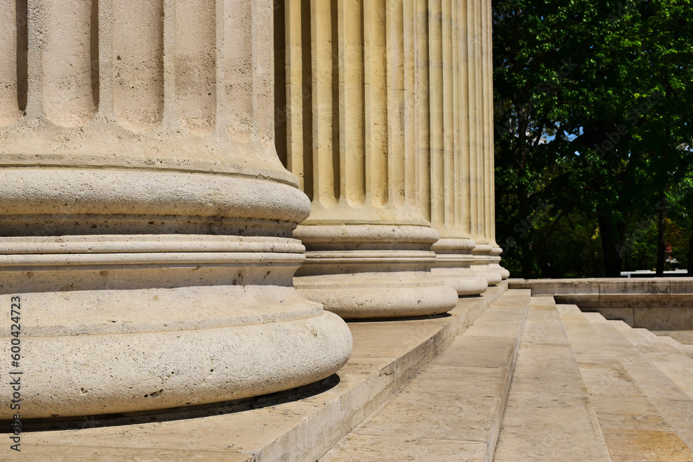 Ionic Order Column Base Closeup Diminishing Perspective View Ancient