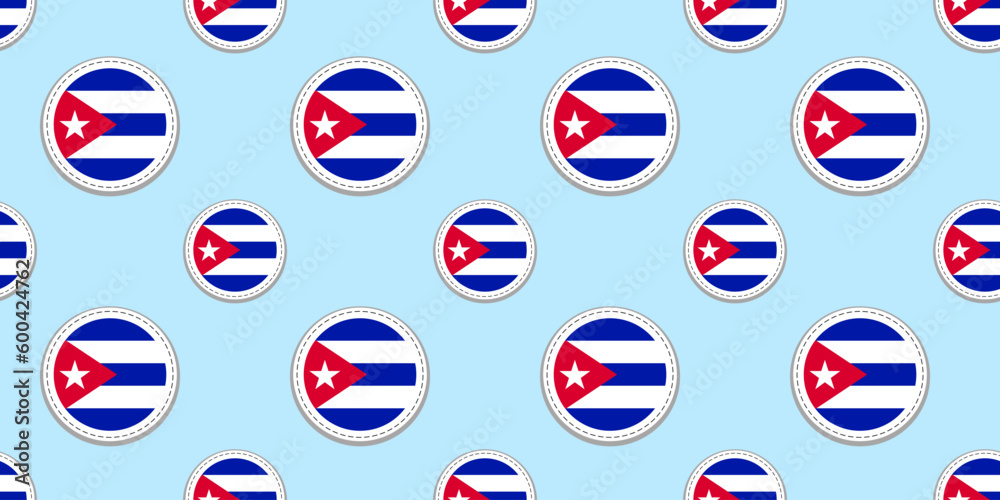 Cuba round flag seamless pattern. Cuban background. Vector circle icons ...