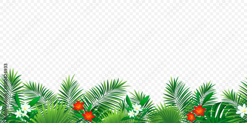 tropical rainforest seamless border frame. vector illustration with ...